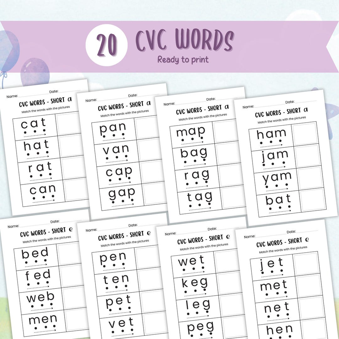 CVC Worksheets, Kindergarten Practice Worksheets, CVC Words, Phonics ...