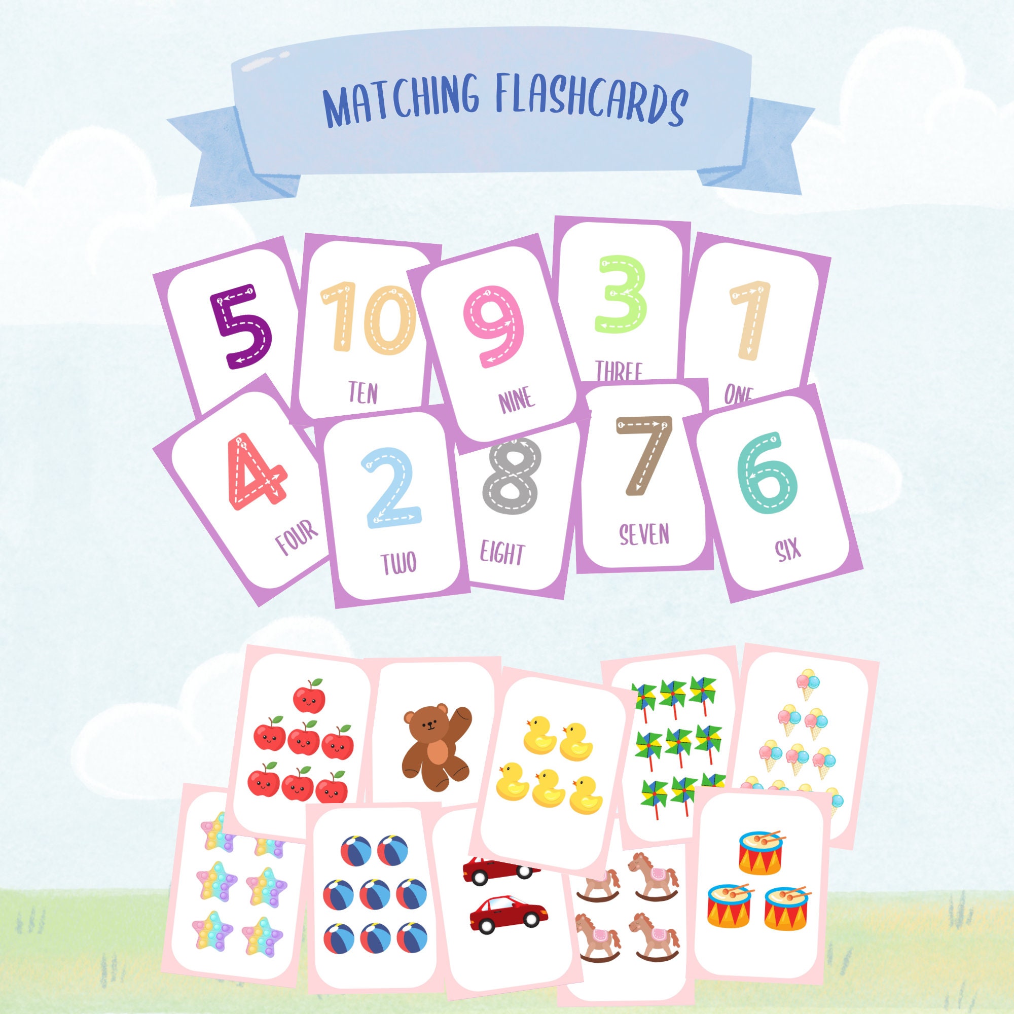 Number Matching, Counting Numbers, Montessori Number Cards, Learn to ...
