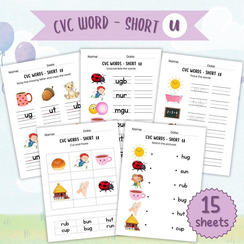 CVC, Phonics Printables, Sight Word Worksheets, Kindergarten Sight ...