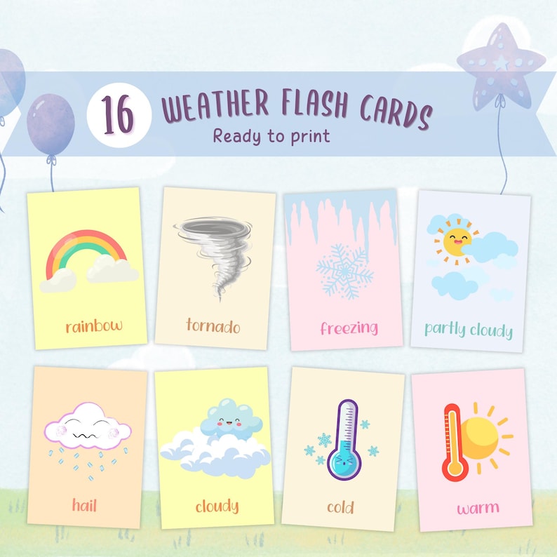 Weather Flashcards, Preschool Weather Activities, Kindergarten Weather ...