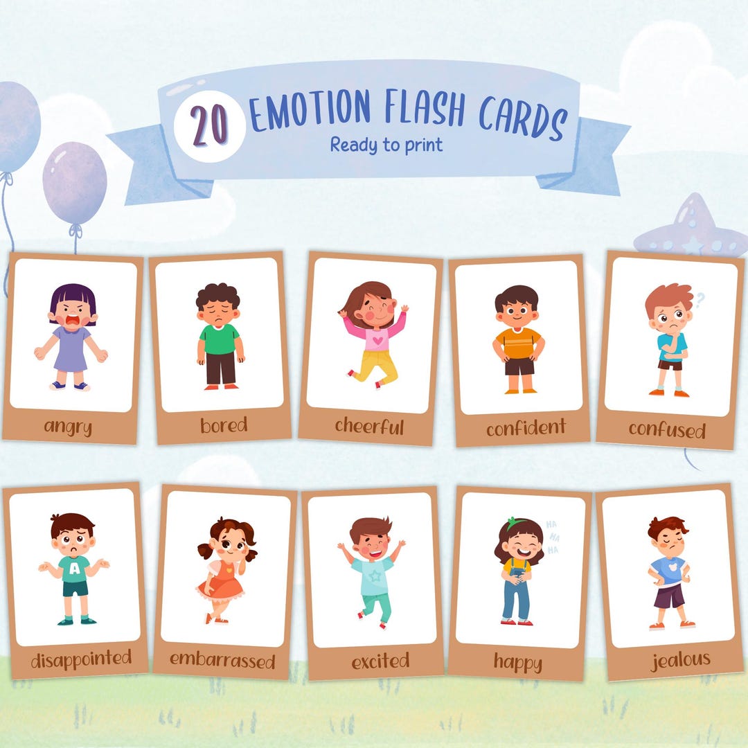 Emotions Flashcards, Feelings Flashcards, Emotion Faces Printable ...