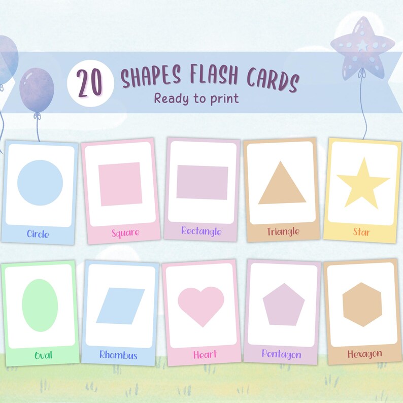 Shapes Flash Cards, Kindergarten Shapes, Learning Shapes, Preschool ...