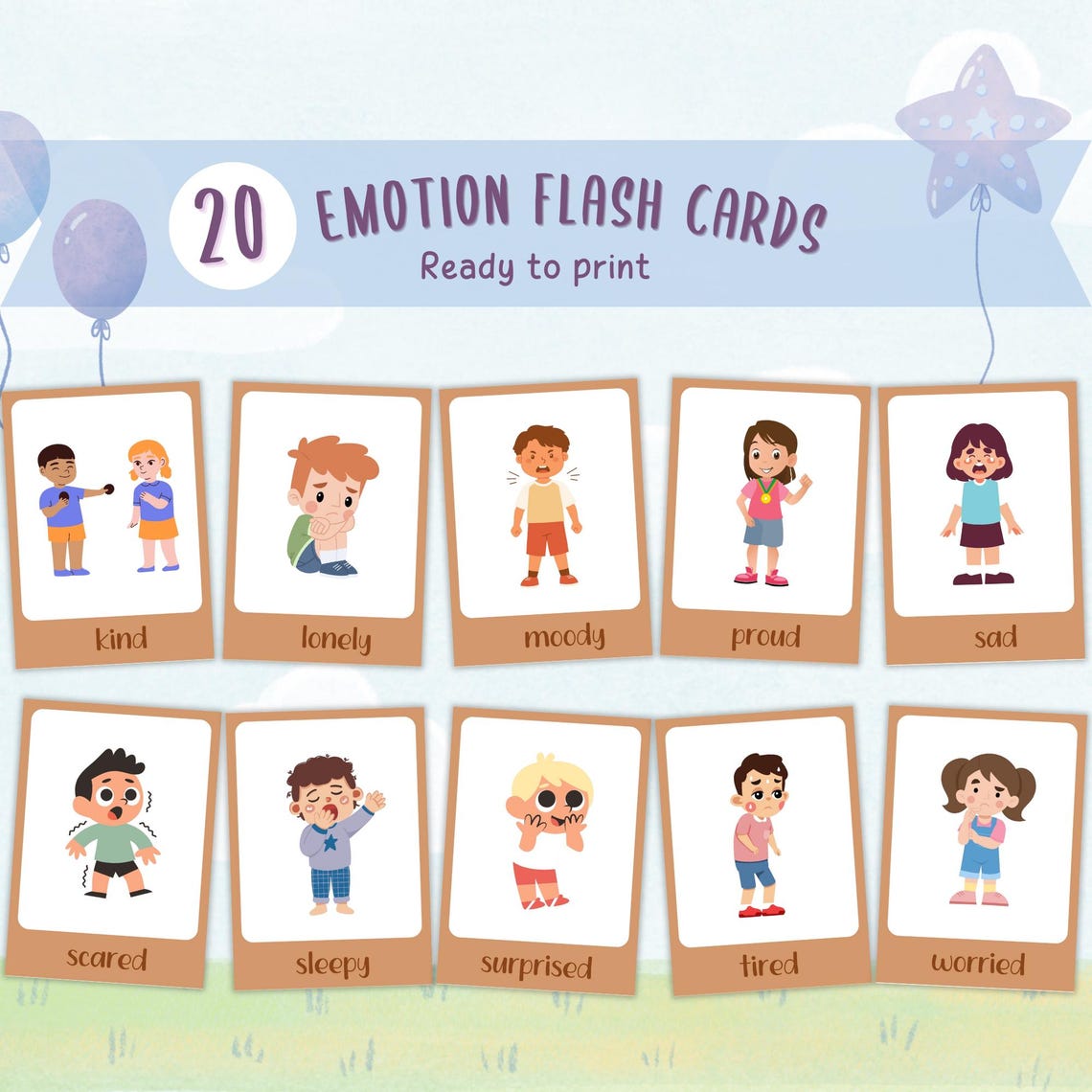 Emotions Flashcards, Feelings Flashcards, Emotion Faces Printable ...