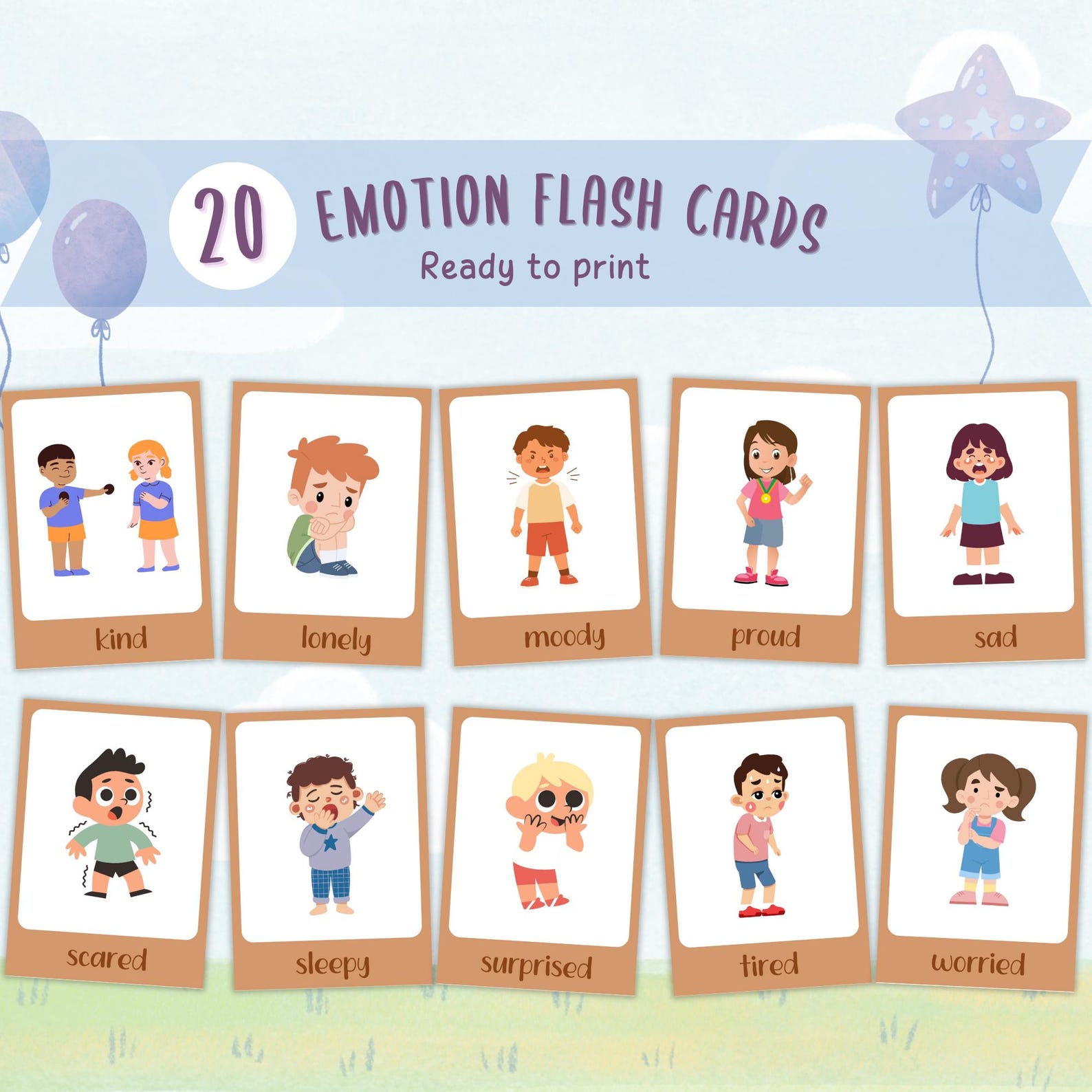 Emotions Flashcards, Feelings Flashcards, Emotion Faces Printable ...