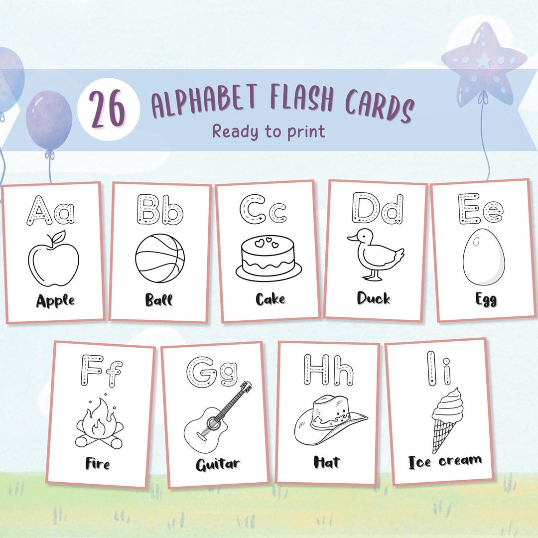 Printable Tracing Alphabet Letters, ABC Flash Cards, Alphabet Flash ...