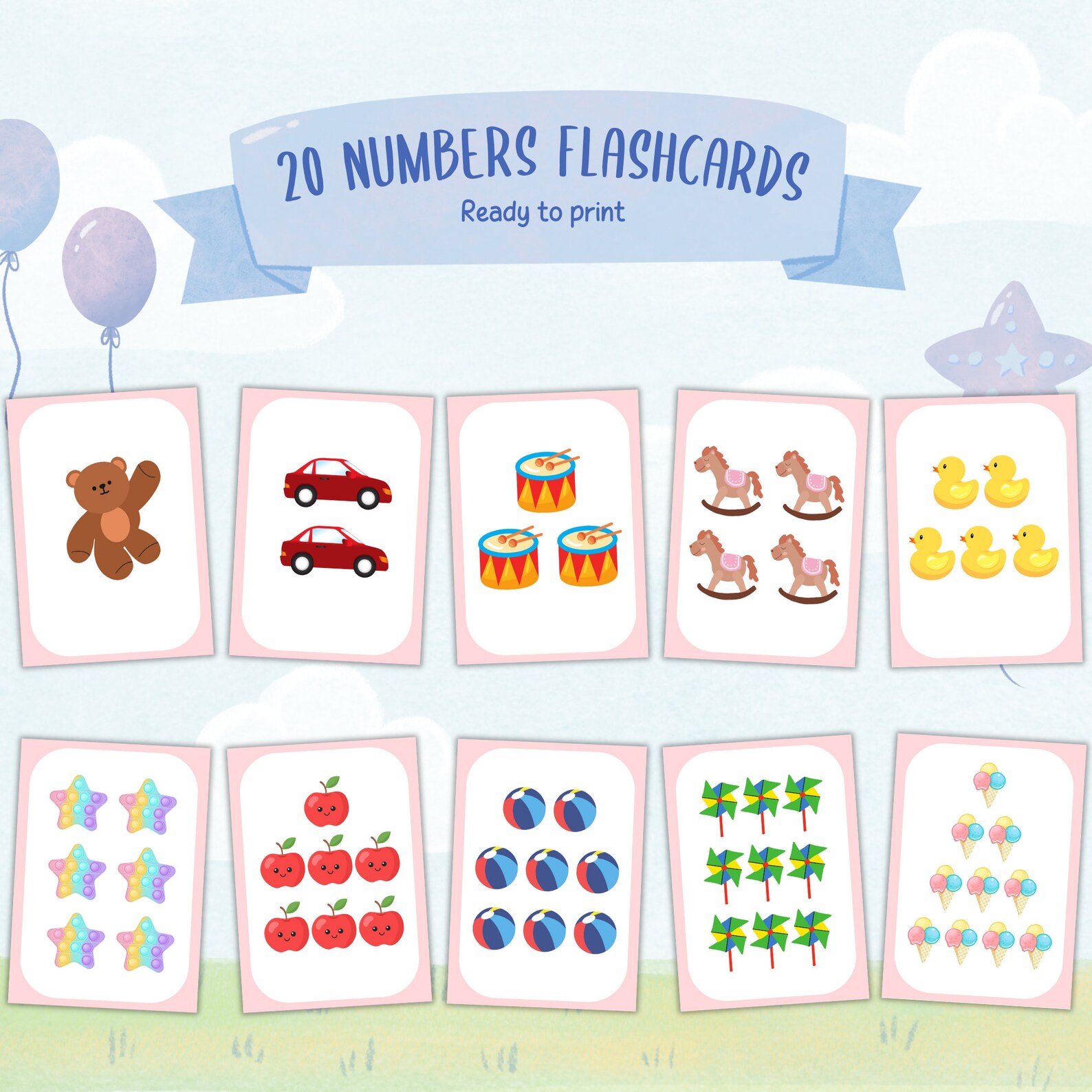 Number Matching, Counting Numbers, Montessori Number Cards, Learn to ...