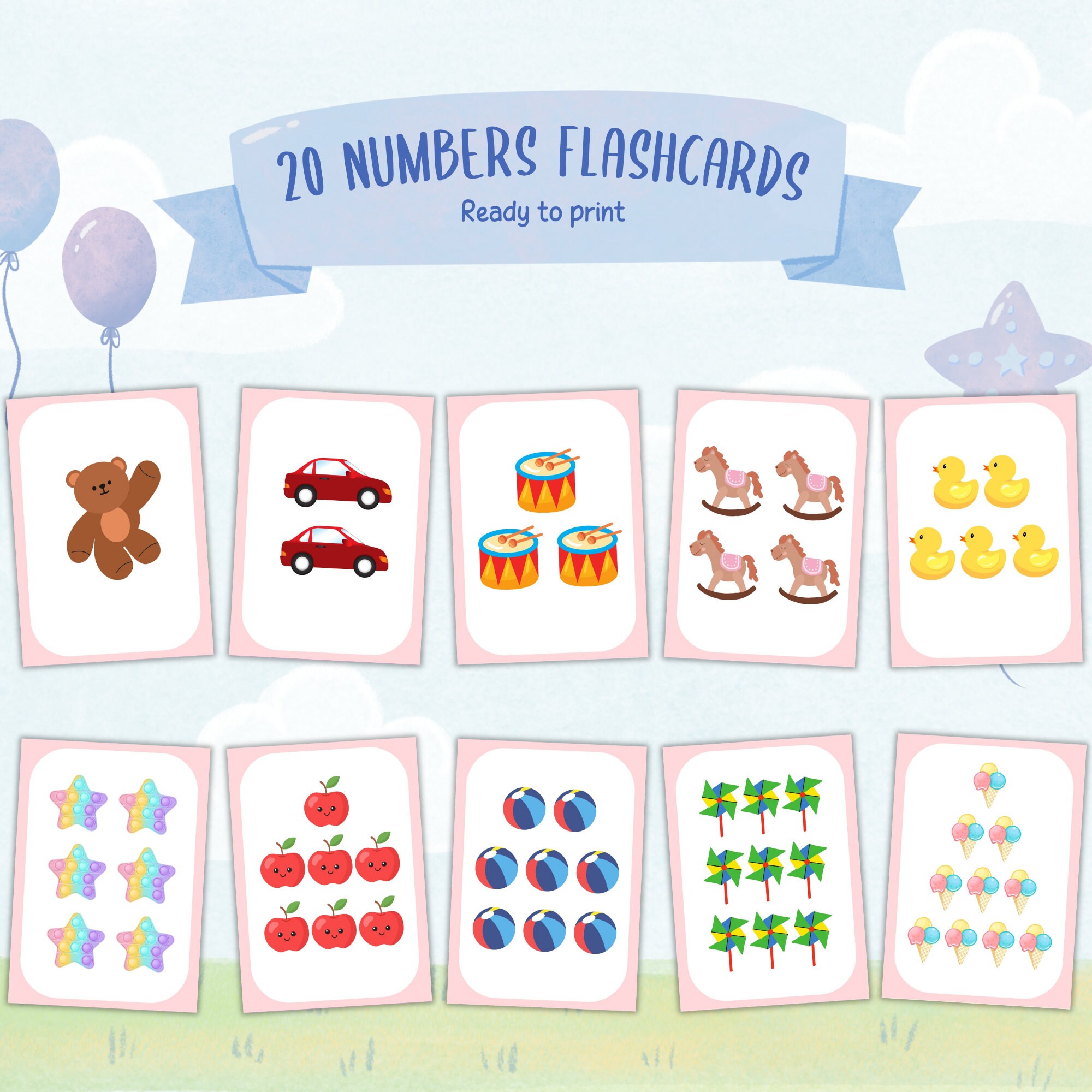 Number Matching, Counting Numbers, Montessori Number Cards, Learn to ...