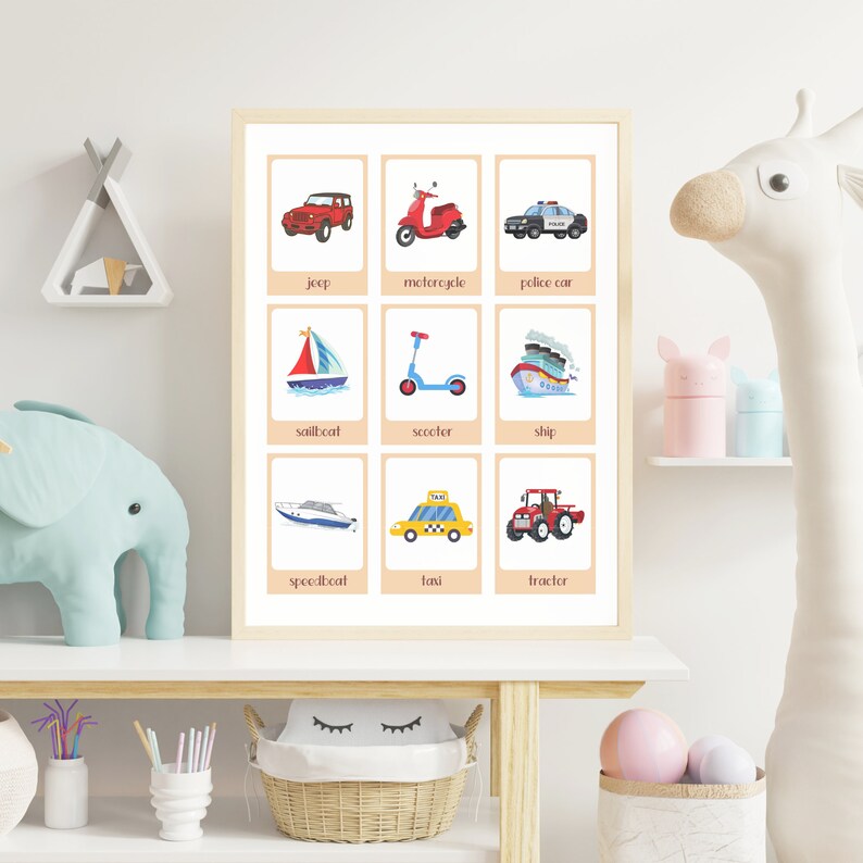 Transportation Flashcards, Printable Flashcards, Preschool Education ...