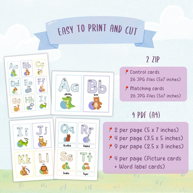 ABC Flash Cards Printable, Animal Flash Cards, Preschool Alphabet Flash ...