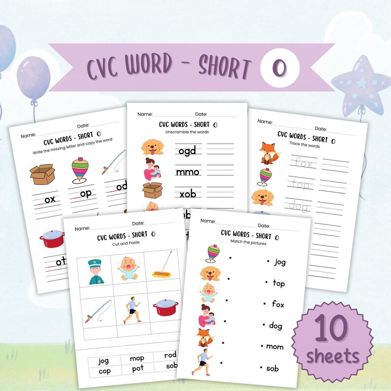 CVC Words, Phonics Printables, Sight Word Worksheets, Kindergarten ...