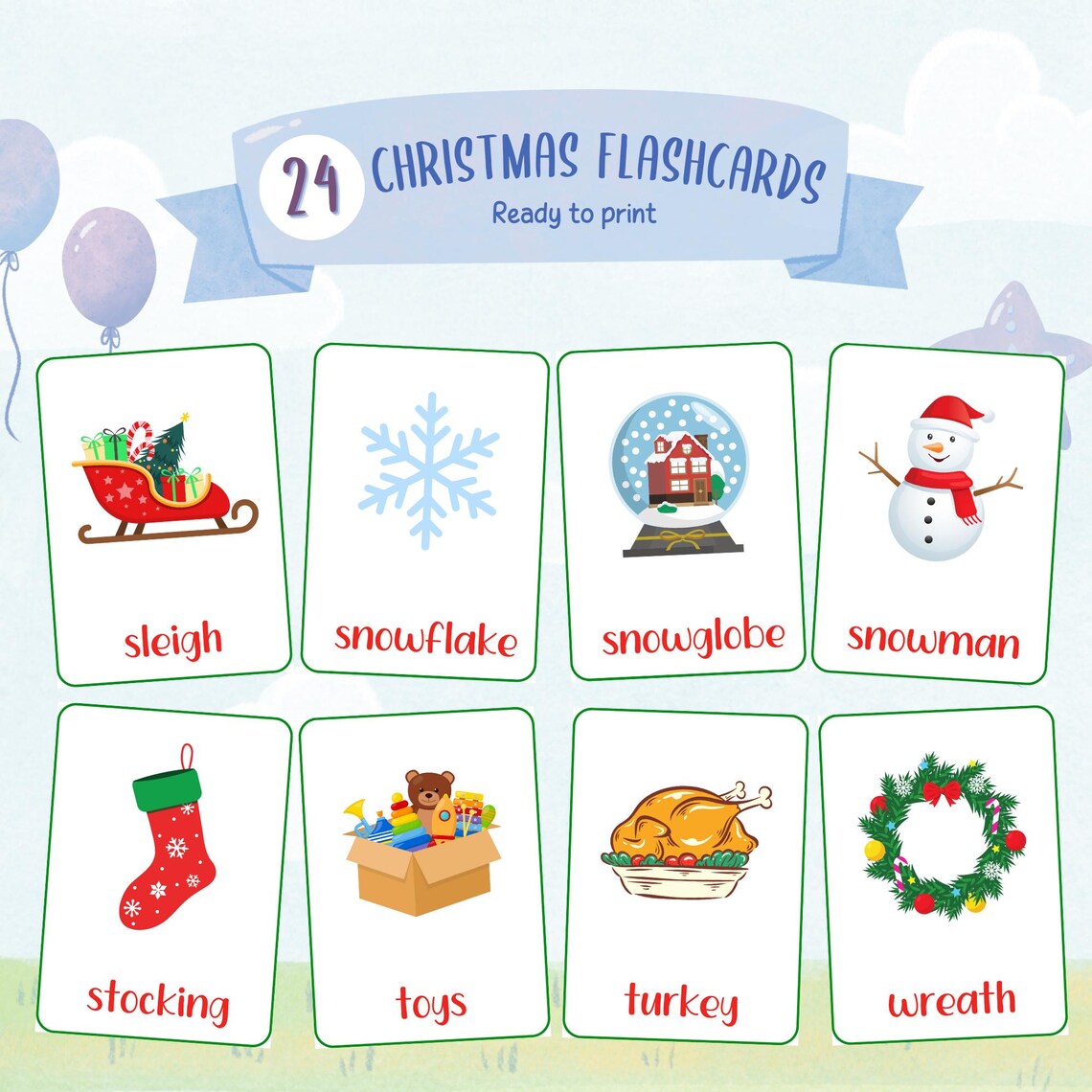 Christmas Flashcards, Words Flash Cards, Christmas Vocabulary ...