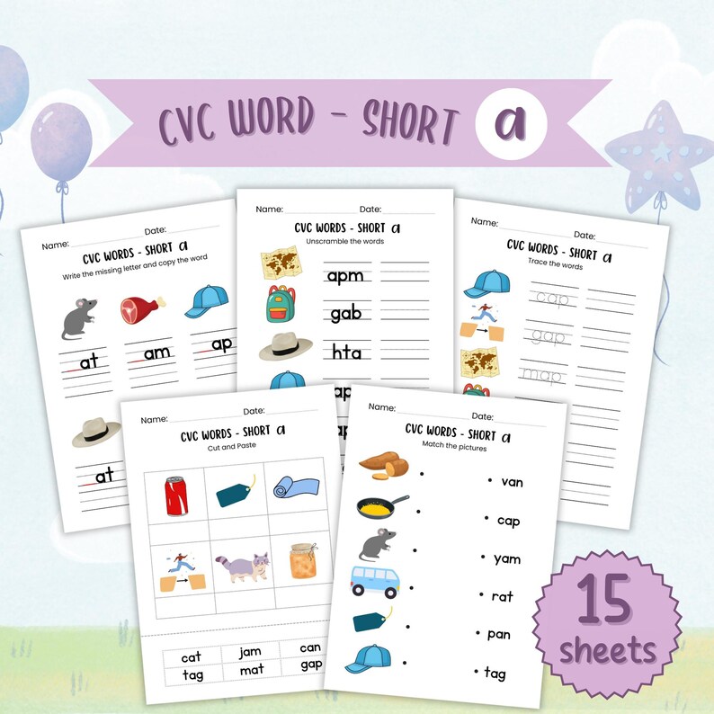 CVC Words, Phonics Printables, Sight Word Worksheets, Kindergarten ...
