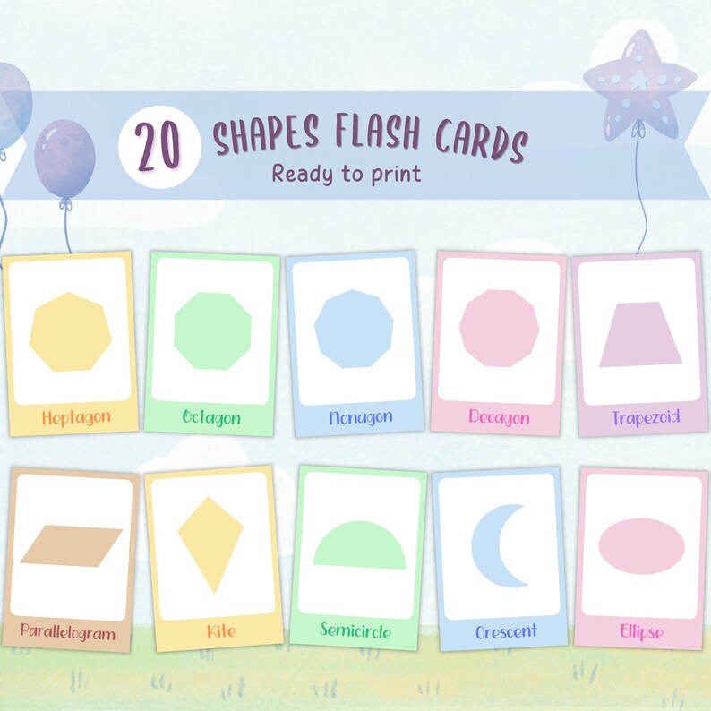 Shapes Flash Cards, Kindergarten Shapes, Learning Shapes, Preschool ...