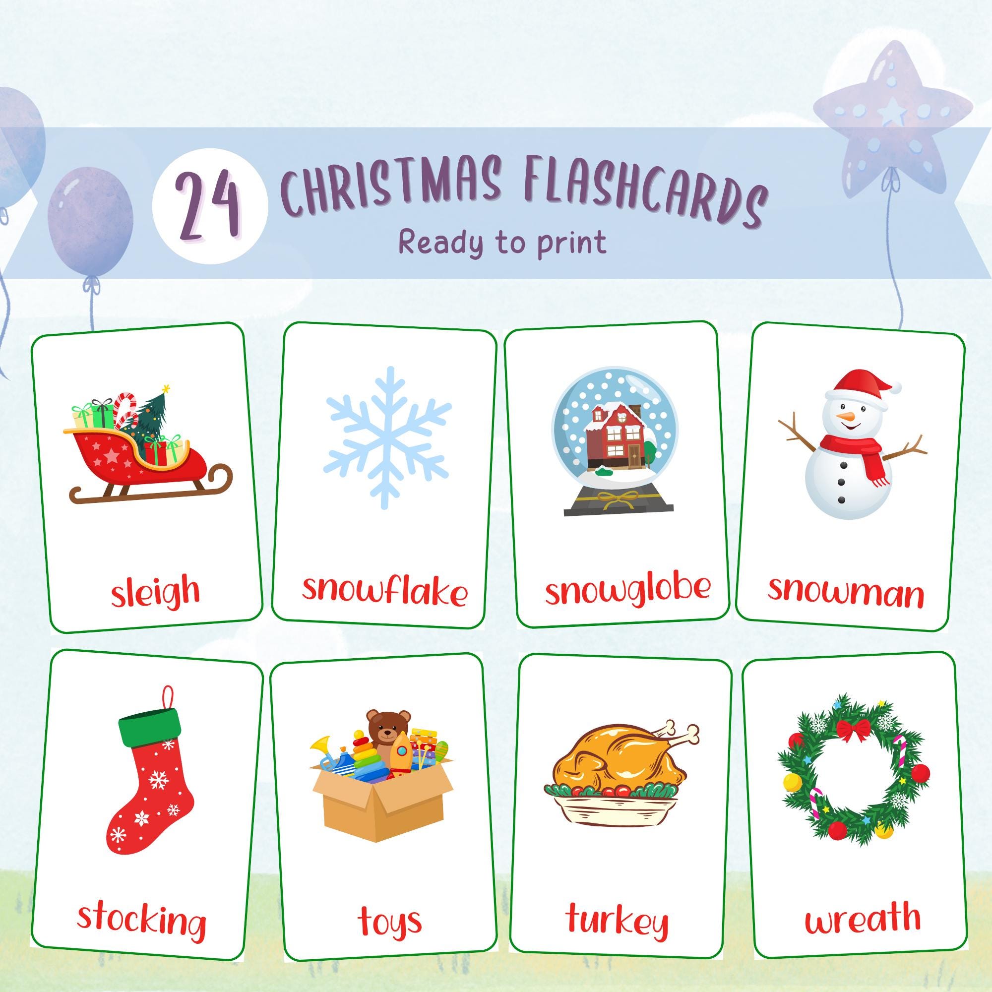 Christmas Flashcards, Words Flash Cards, Christmas Vocabulary ...
