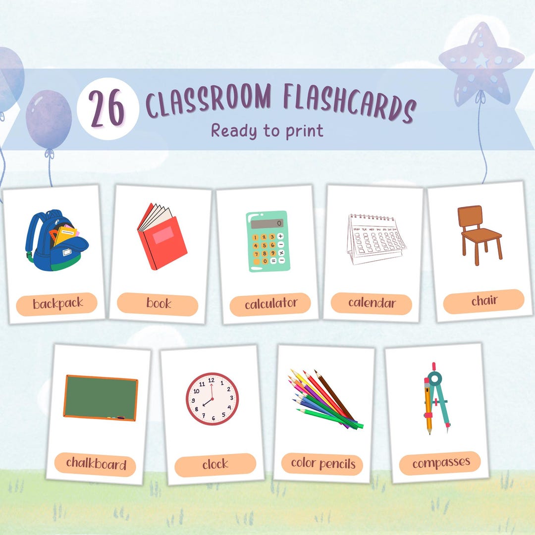 Classroom Flash Cards, Classroom Objects, High Frequency Words ...