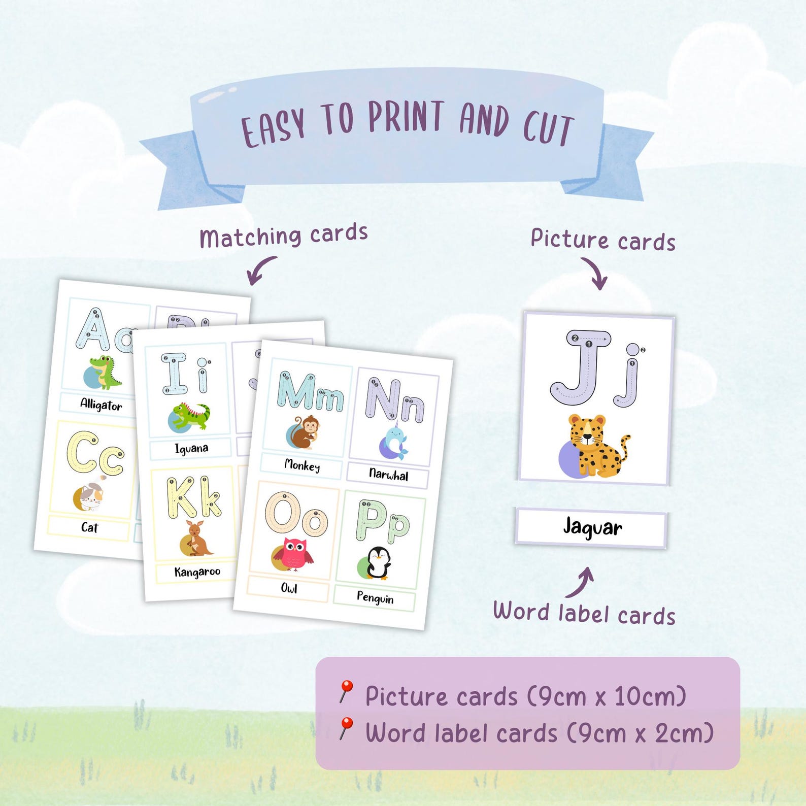 ABC Flash Cards Printable, Animal Flash Cards, Preschool Alphabet Flash ...