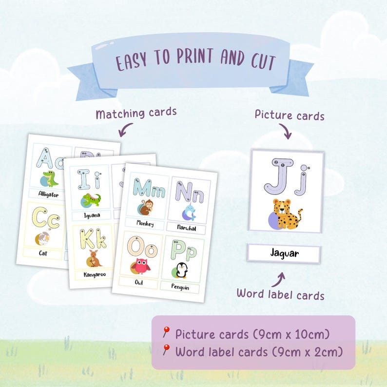 ABC Flash Cards Printable, Animal Flash Cards, Preschool Alphabet Flash ...