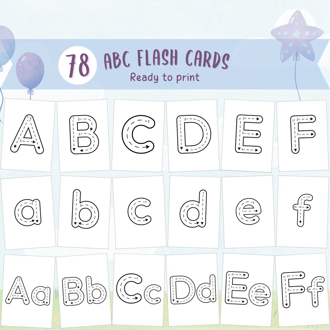 ABC Flash Cards, Printable Tracing Alphabet Letters, Printable Alphabet ...