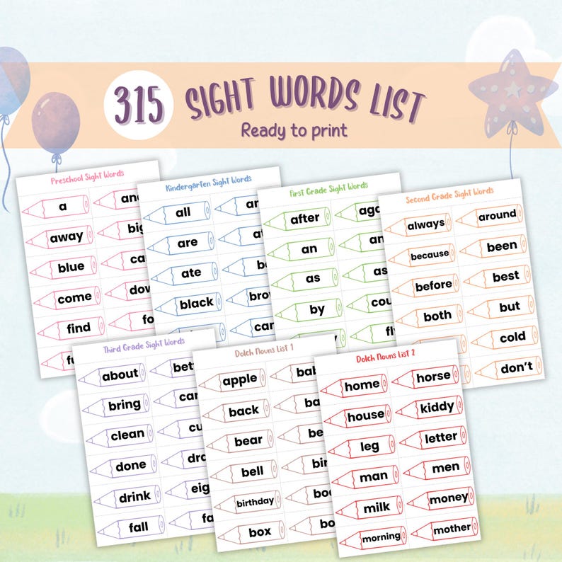 Sight Words, Dolch Sight Words, Kindergarten Sight Words, Phonics for ...