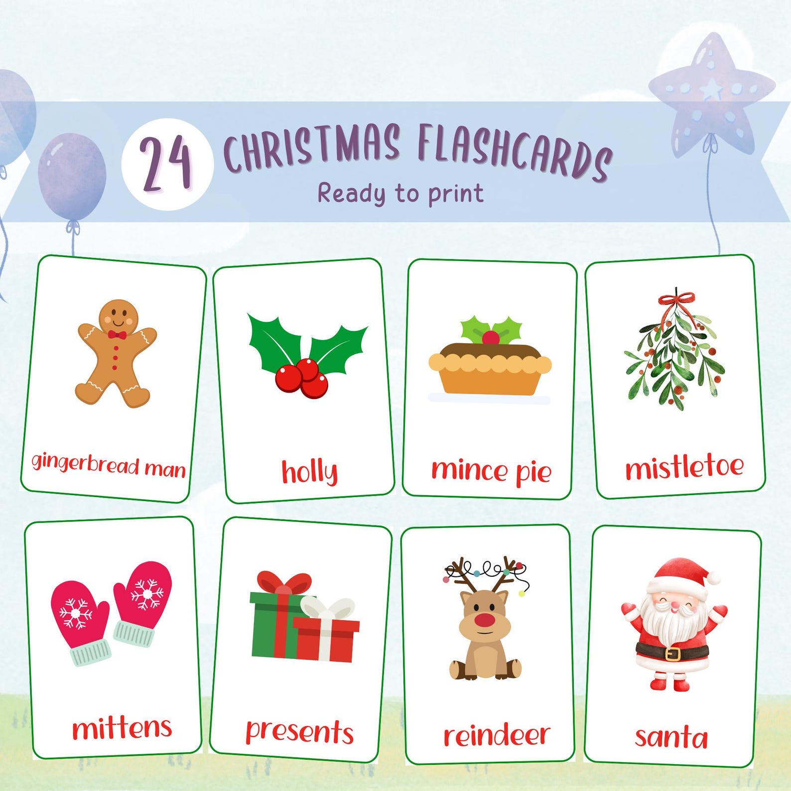 Christmas Flashcards, Words Flash Cards, Christmas Vocabulary ...