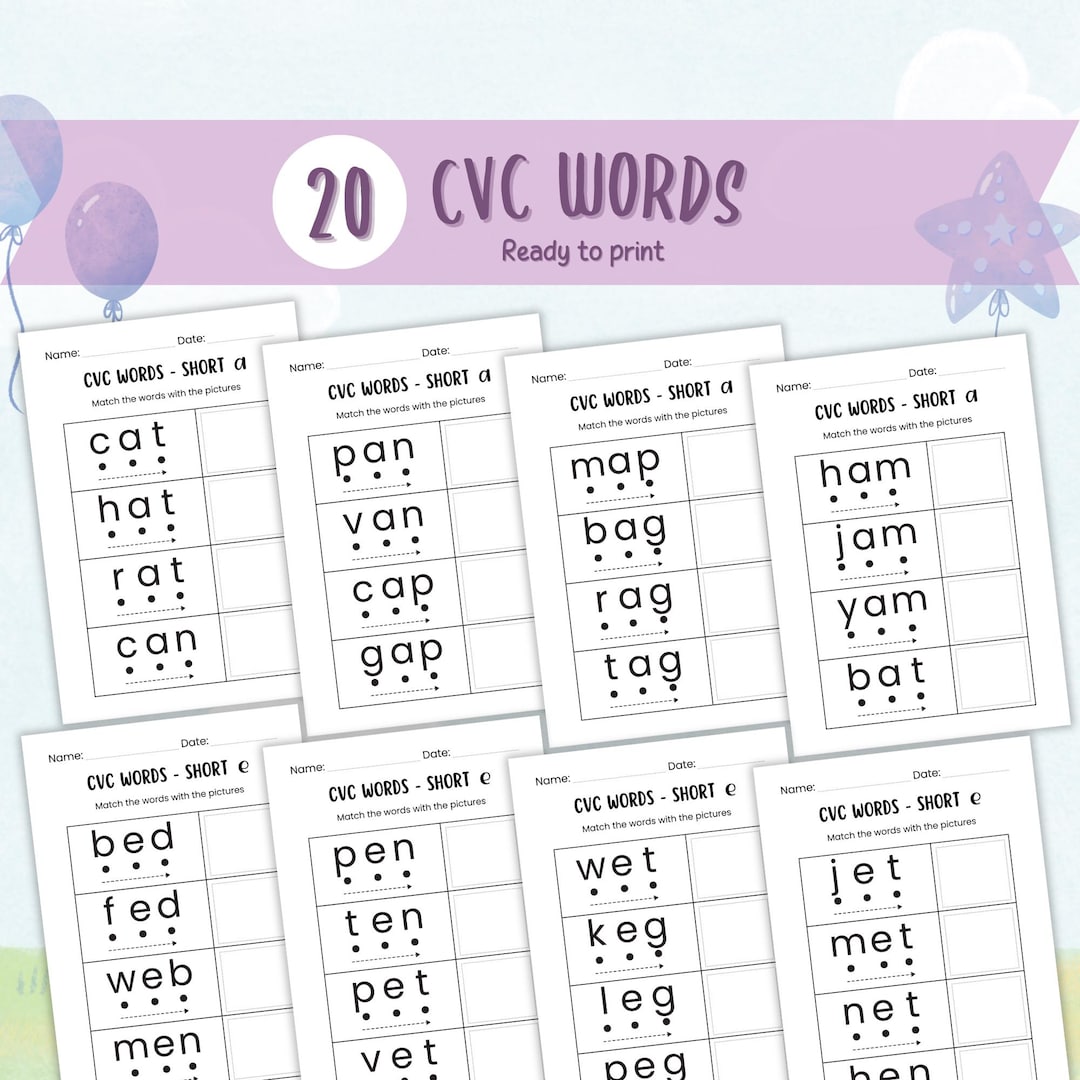 CVC Worksheets, Kindergarten Practice Worksheets, CVC Words, Phonics ...