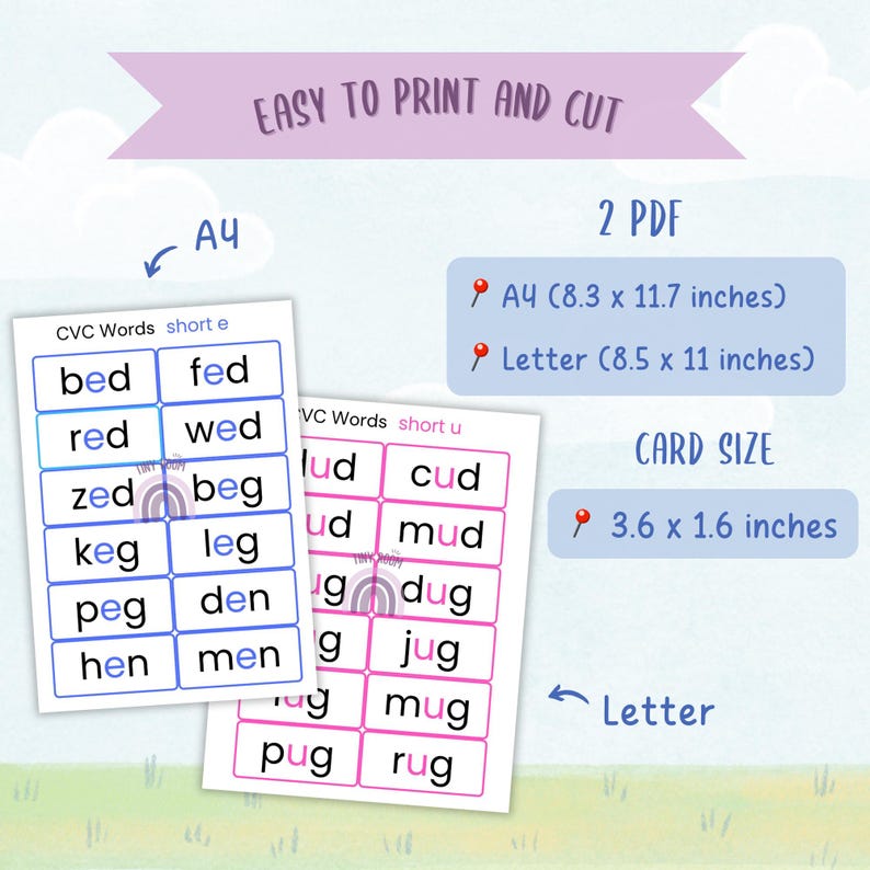 CVC Words, Kindergarten Sight Words, Phonics Printables, High Frequency ...