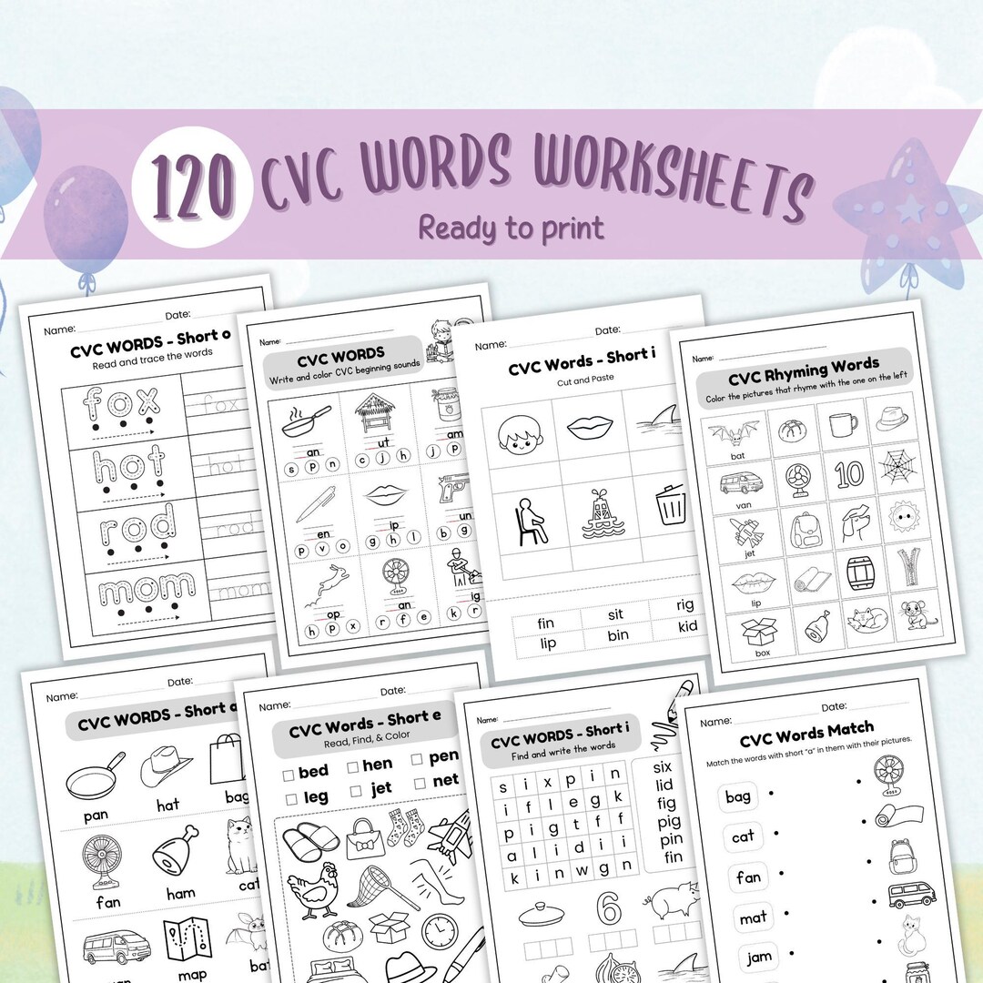 CVC Words Worksheets, 120 Fun Phonics Activities, Short Vowels ...