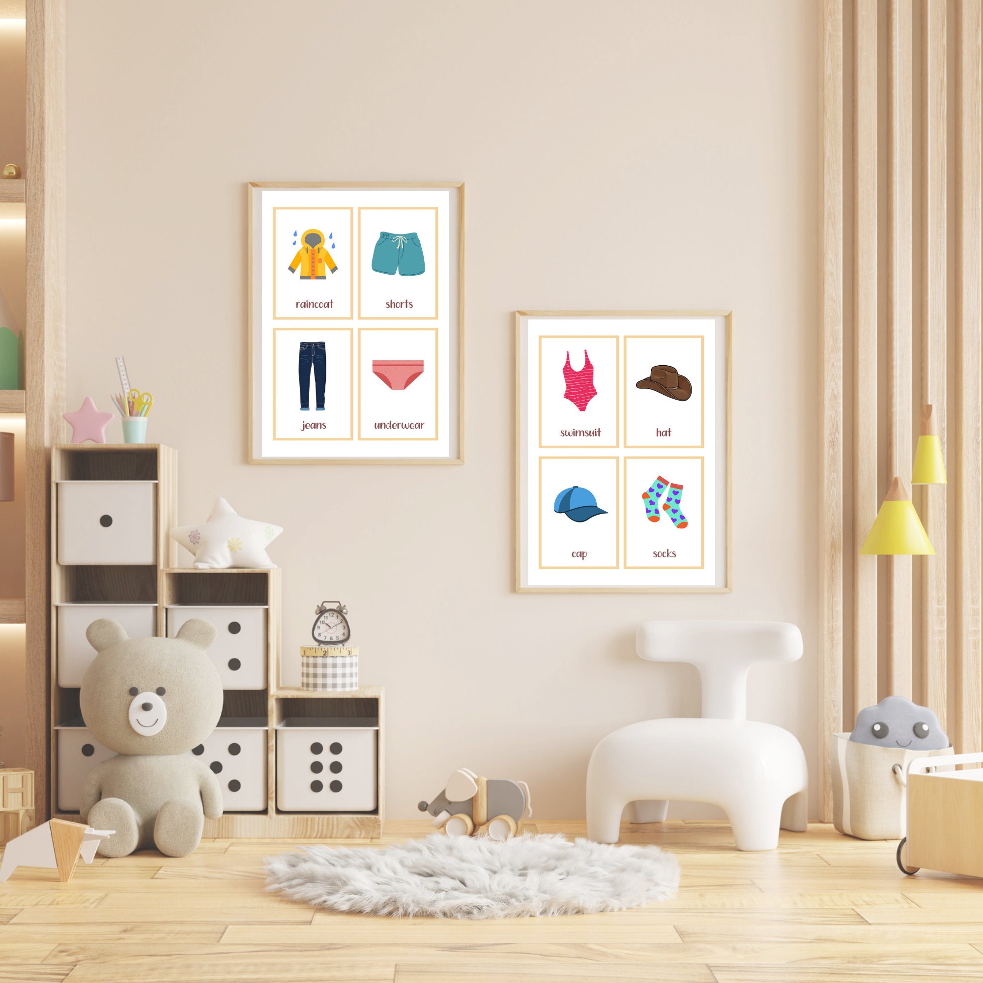 Clothing Flash Cards, Montessori Cards, Vocabulary Learning, Preschool ...