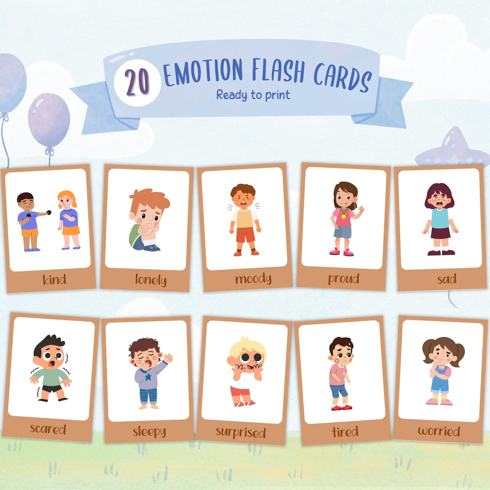 Emotions Flashcards, Feelings Flashcards, Emotion Faces Printable ...