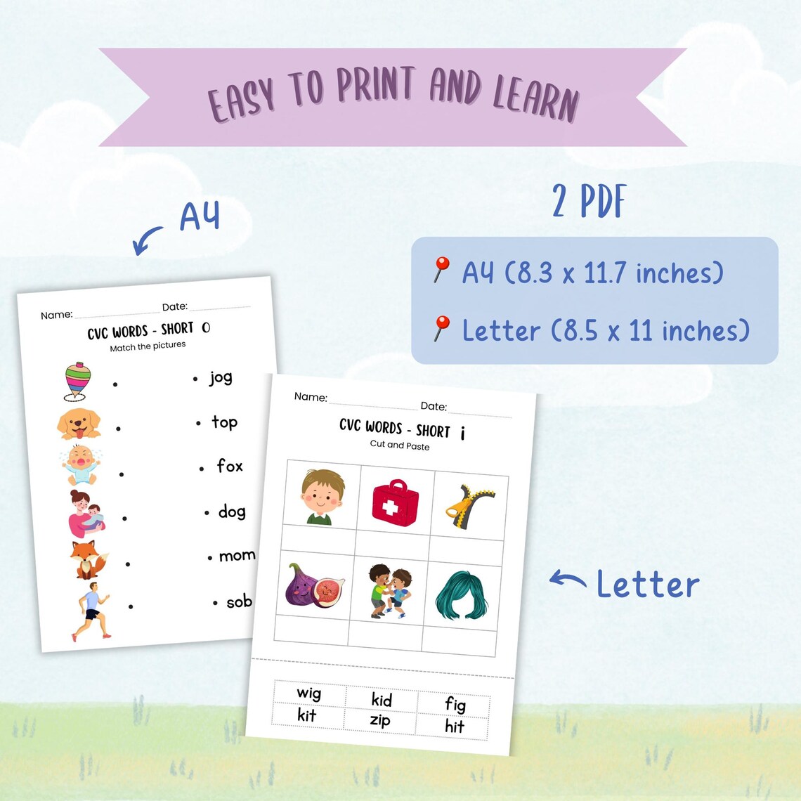 CVC, Phonics Printables, Sight Word Worksheets, Kindergarten Sight ...
