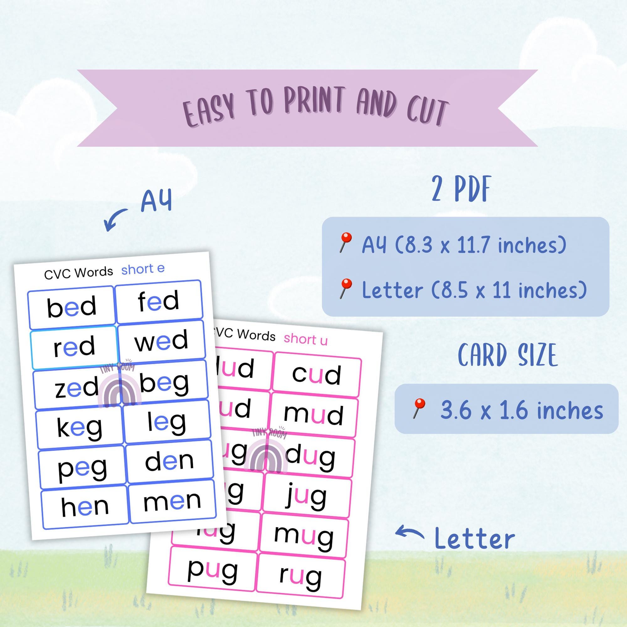 CVC Words, Kindergarten Sight Words, Phonics Printables, High Frequency ...