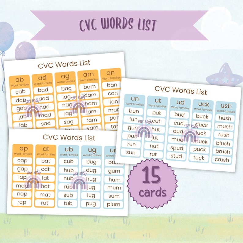 CVC Word Printables, Kindergarten Sight Words, CVC Words, Phonics ...