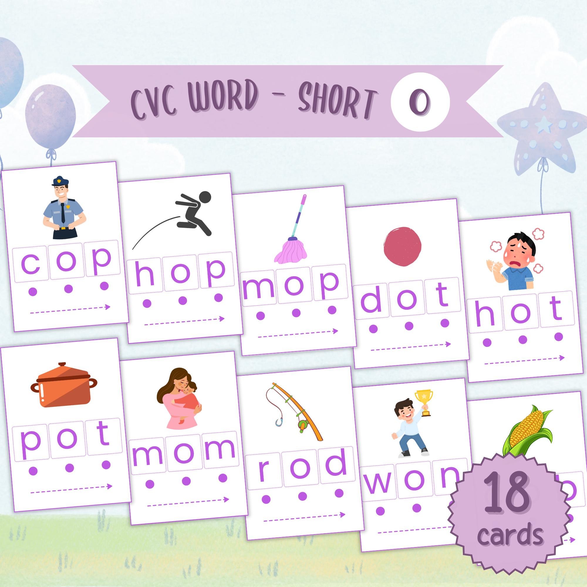 CVC Words, Phonics Printables for Kindergarten, Learn to Read, Flash ...
