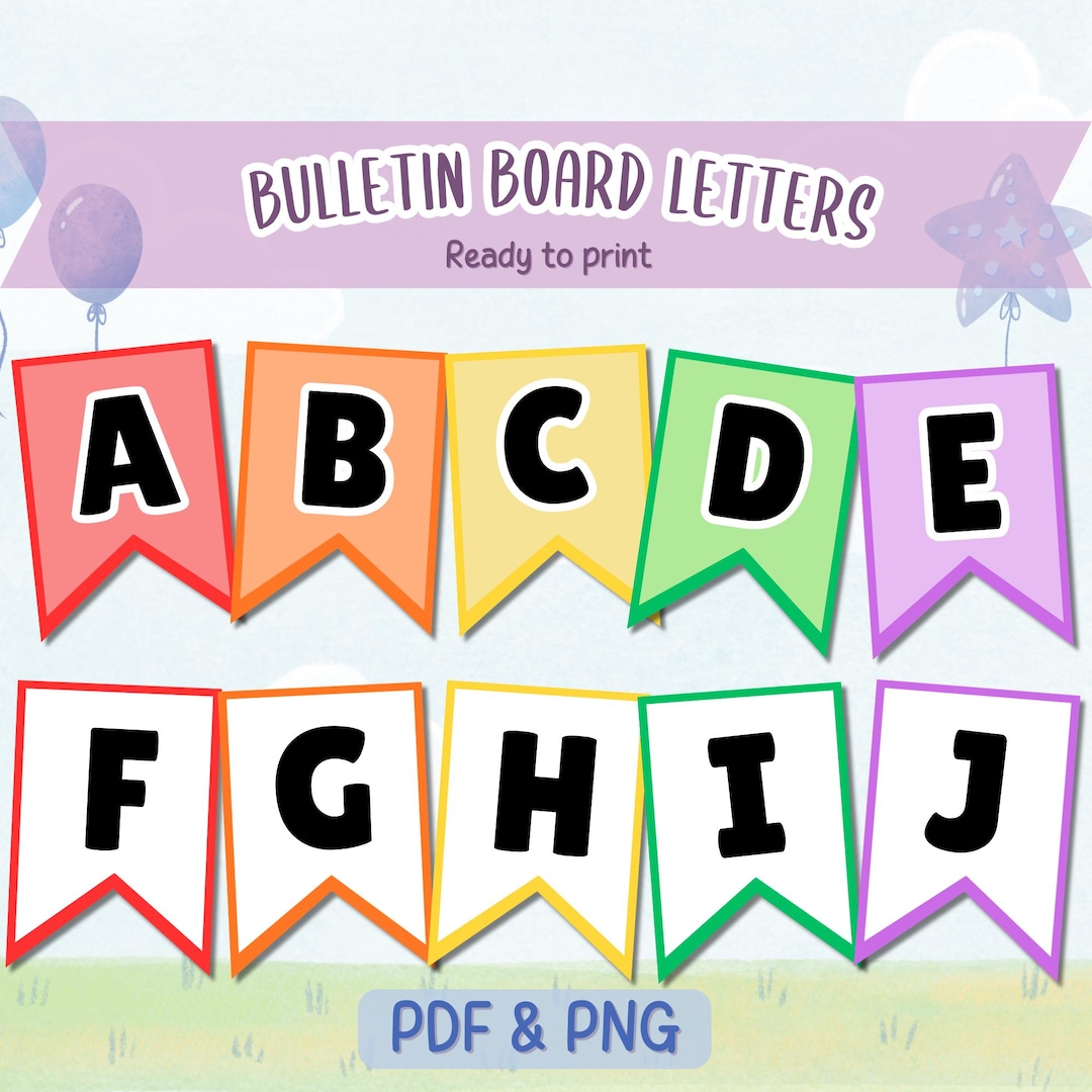 Printable Bulletin Board Letters: A-Z, A-z, Numbers, Symbols, Classroom ...