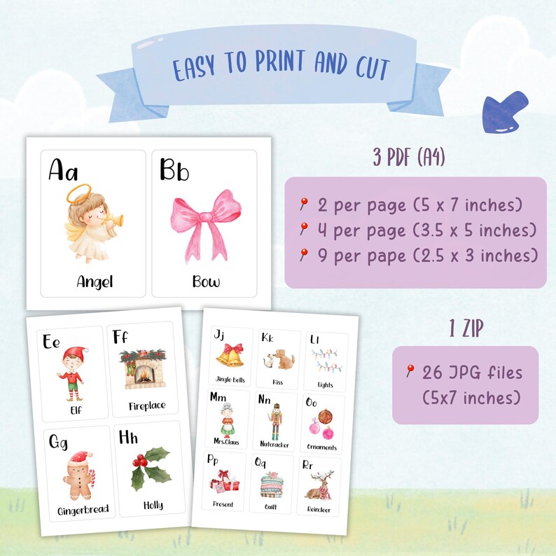 Christmas Flashcards, ABC Flash Cards, Alphabet Flash Cards, Printable ...