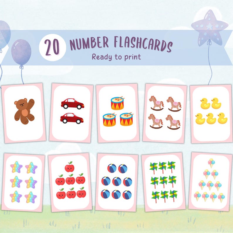 Number Matching, Number Flashcards, Kindergarten Counting Activities ...
