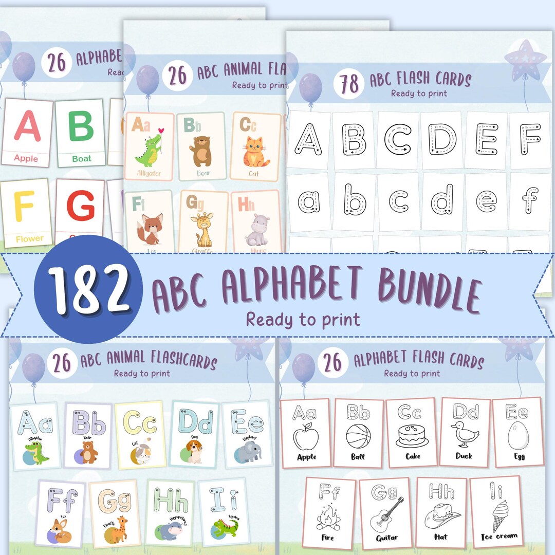 Alphabet Flash Cards, ABC Flash Cards, Animal Flash Cards, ABC Tracing ...