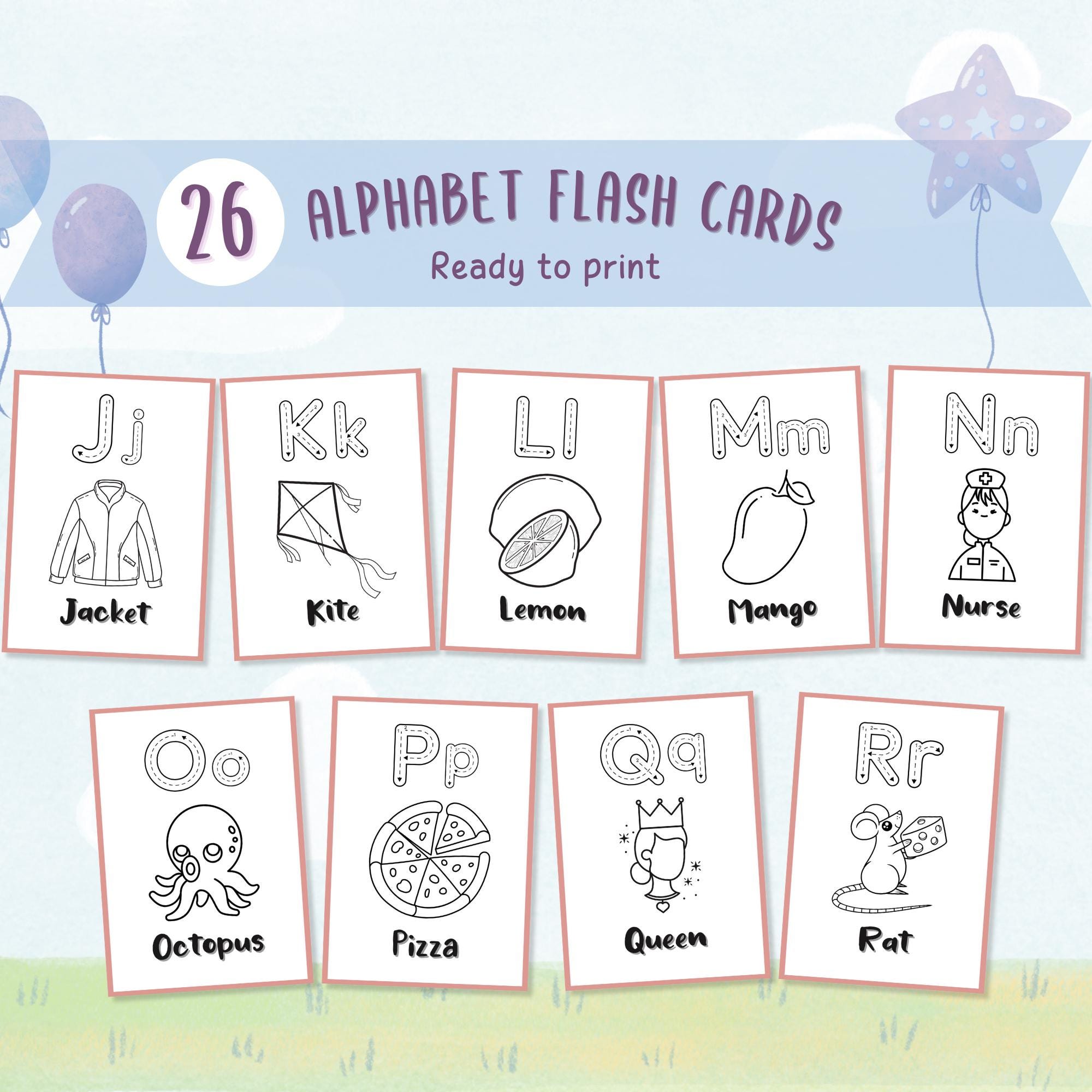 Printable Tracing Alphabet Letters, ABC Flash Cards, Alphabet Flash ...