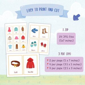 Clothing Flash Cards, Montessori Cards, Vocabulary Learning, Preschool ...