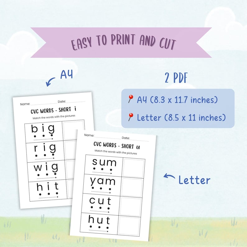 CVC Word Worksheets Printable, Short Vowels, Phonics PDF for ...