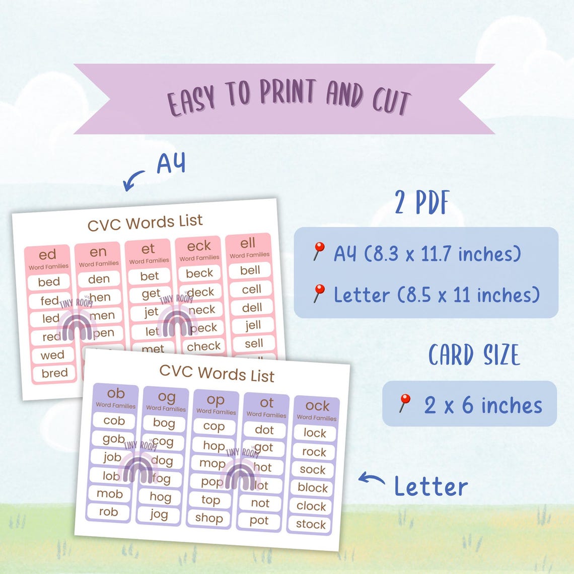 CVC Word Printables, Kindergarten Sight Words, CVC Words, Phonics ...