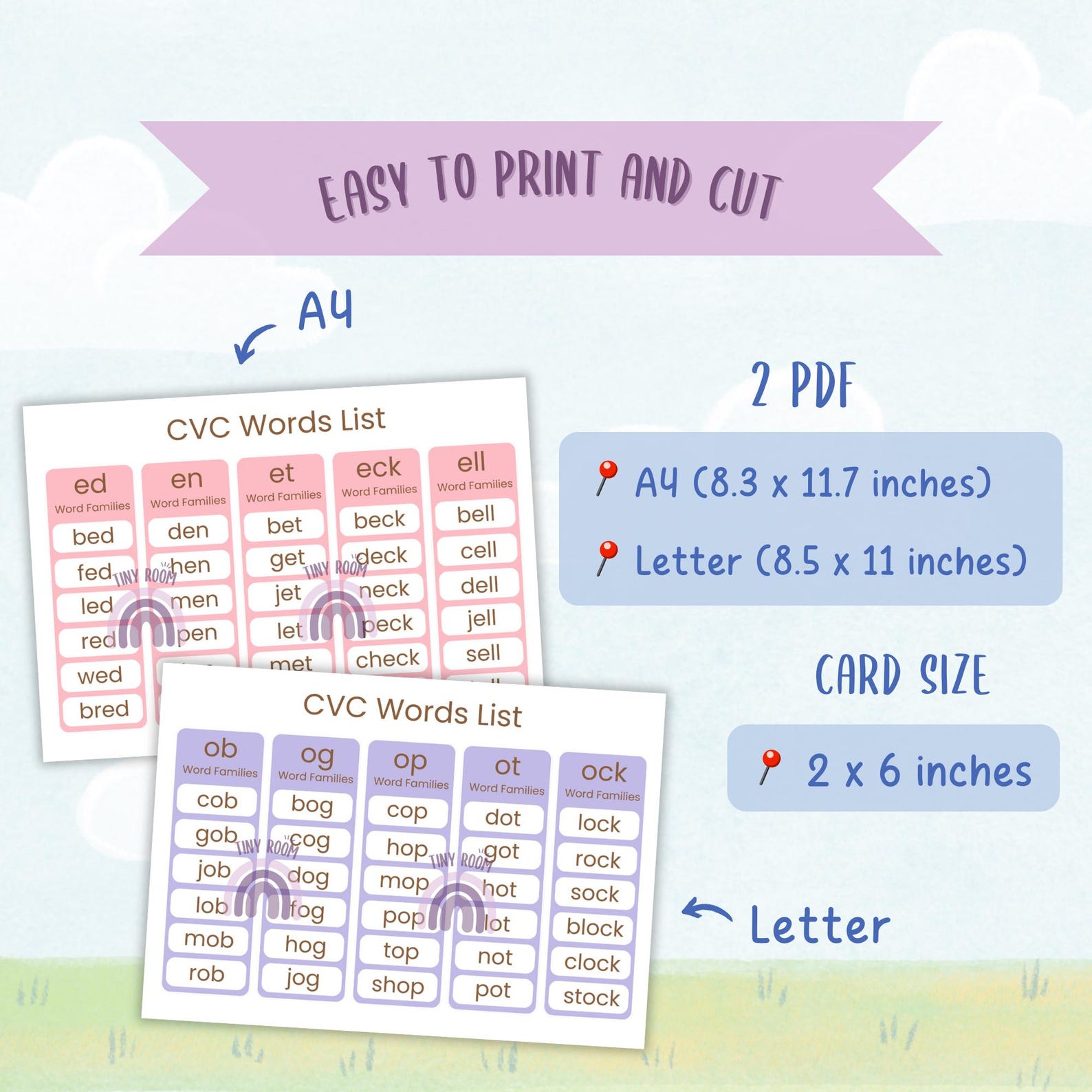 CVC Word Printables, Kindergarten Sight Words, CVC Words, Phonics ...