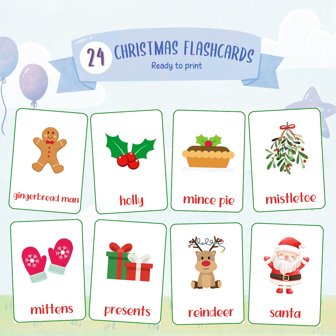 Christmas Flashcards, Words Flash Cards, Christmas Vocabulary ...