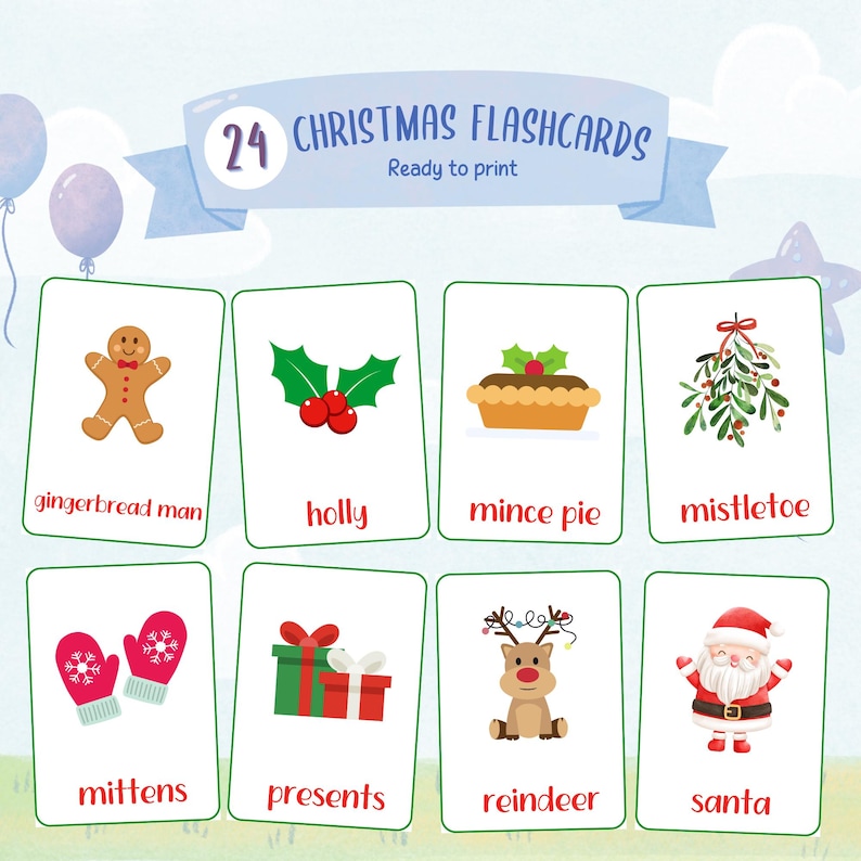 Christmas Flashcards, Words Flash Cards, Christmas Vocabulary ...