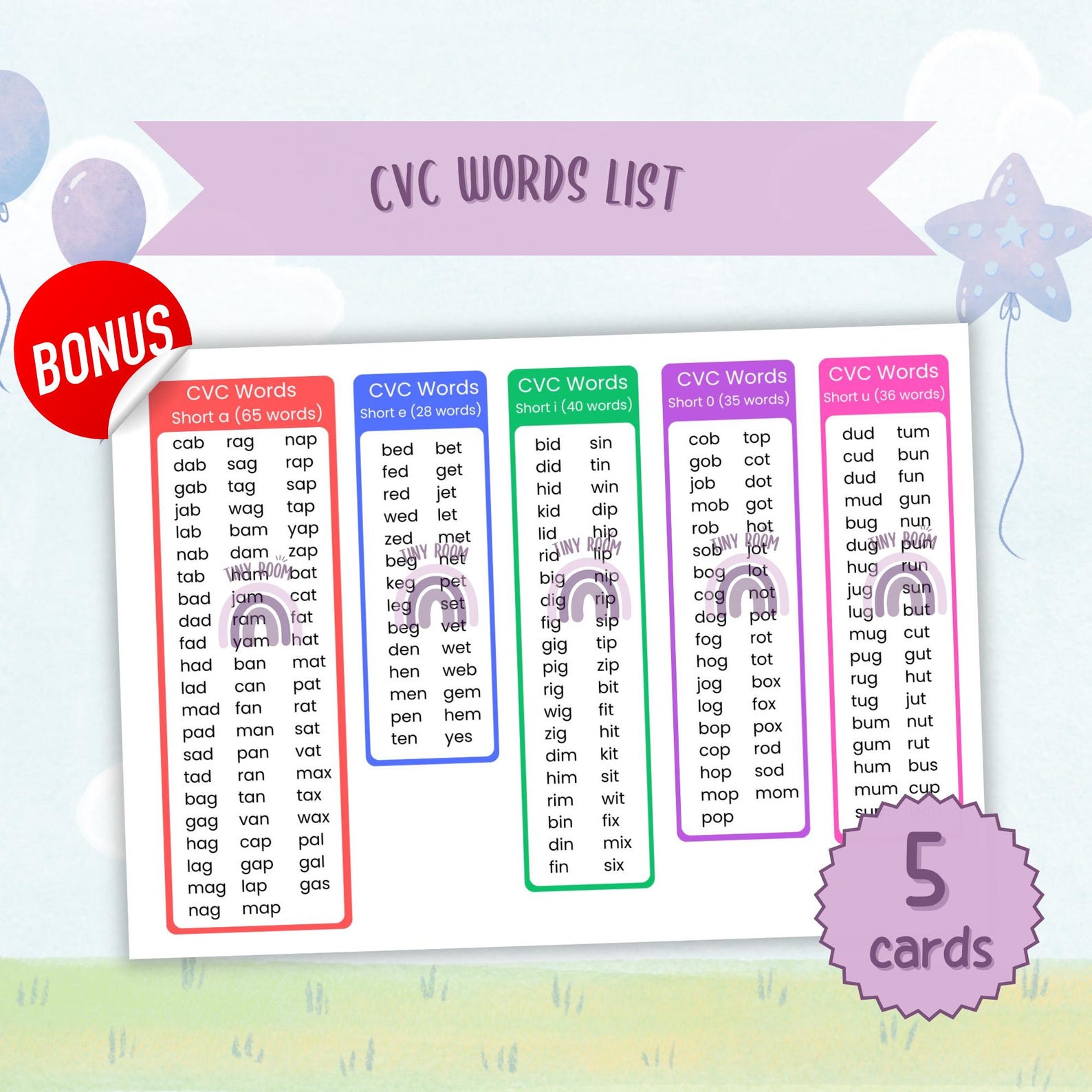 CVC Words, Kindergarten Sight Words, Phonics Printables, High Frequency ...