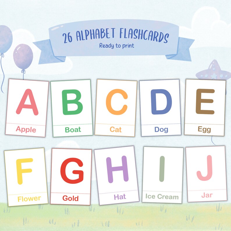 ABC Flash Cards Printable, Learning Flash Cards, Preschool Alphabet ...