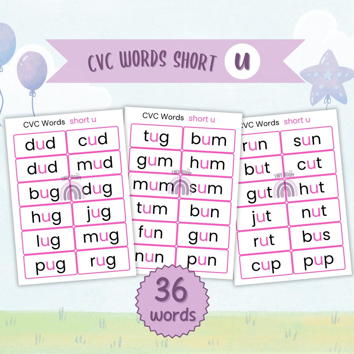 CVC Words, Kindergarten Sight Words, Phonics Printables, High Frequency ...