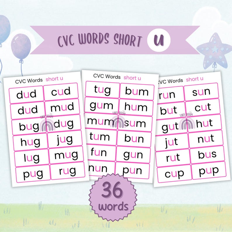 CVC Words, Kindergarten Sight Words, Phonics Printables, High Frequency ...