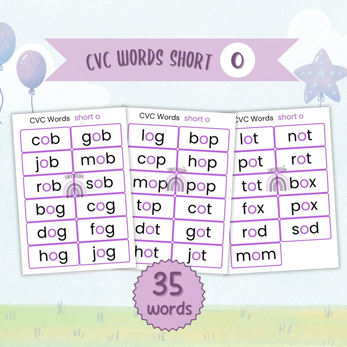 CVC Words, Kindergarten Sight Words, Phonics Printables, High Frequency ...