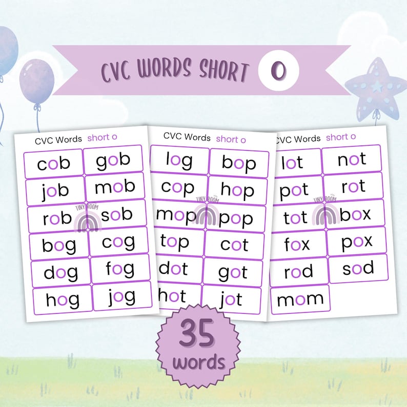 CVC Words, Kindergarten Sight Words, Phonics Printables, High Frequency ...